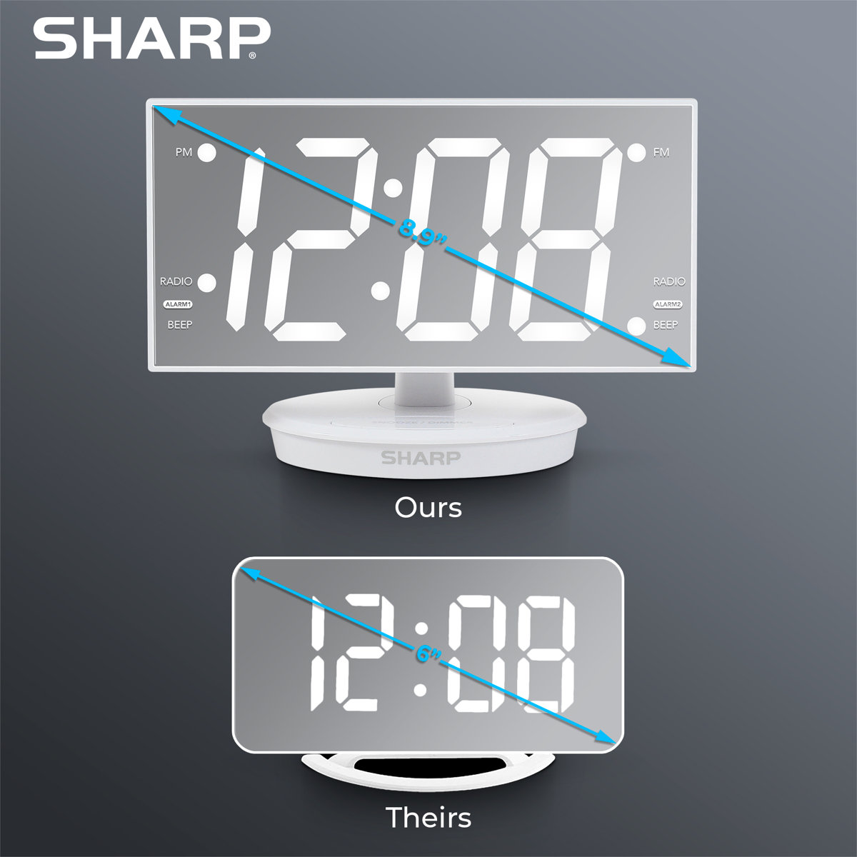 Sharp Digital LED Alarm Clock with Tilt and Swivel Display & Reviews | Wayfair